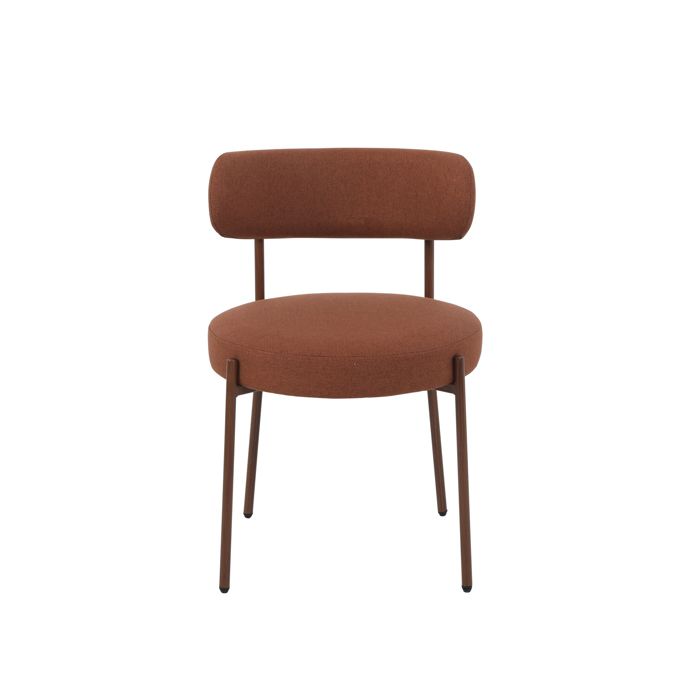 Lot de 2 chaises NOA tissu terracotta pieds métal finition noyer ...