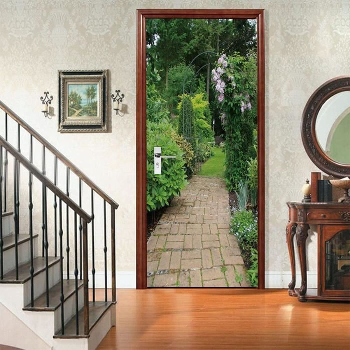 Sticker Porte Autocollant Poster De Porte 3D Printemps Jardin Vue ...