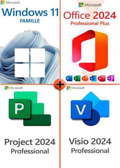 Pack Windows 11 Famille + Office 2024 + Visio 2024 + Project 2024 - Cdiscount Informatique
