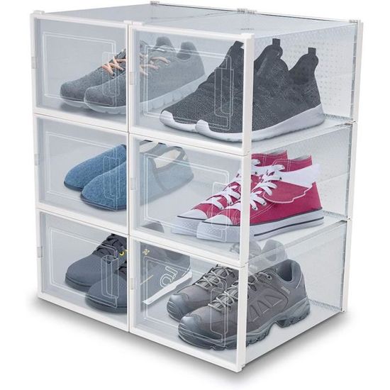 Shoe Boxes Jeu de 6 étagères de rangement pour chaussures Organisateur ...