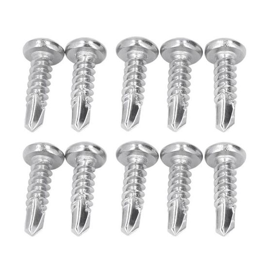 XUY-Vis autoperceuse - 200 pcs vis auto-perceuse tête ronde 410 attaches en acier inoxydable ...