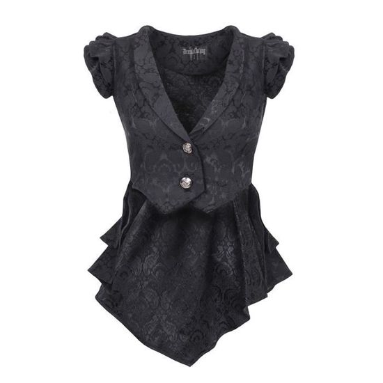 Veste légère sans manche à queue de pie et laçage au dos, gothique ...