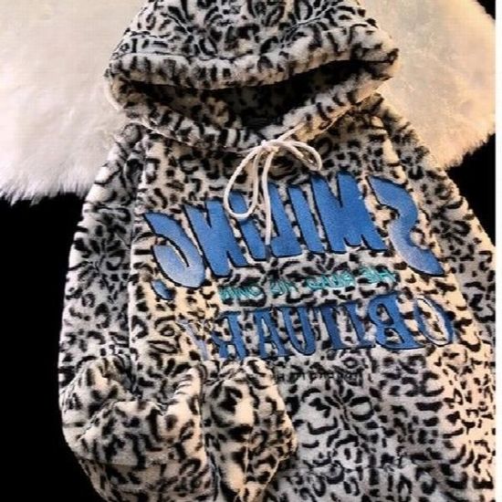 Pull en laine d'agneau léopard rétro américain femmes automne et hiver ...