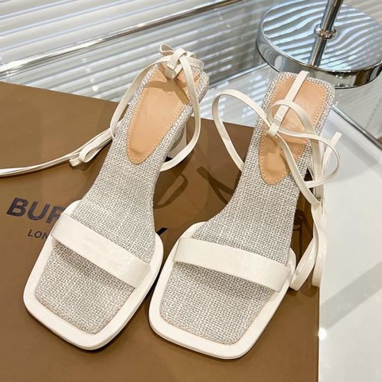 Été femmes bride à la cheville sandale mince talon haut dames robe ...