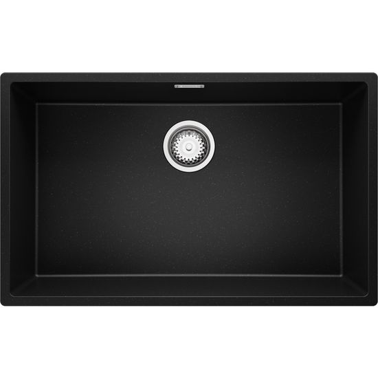 Evier Cuisine en Granit Noir Metallic, 76 x 47 cm, Évier 1 bac + Kit de ...