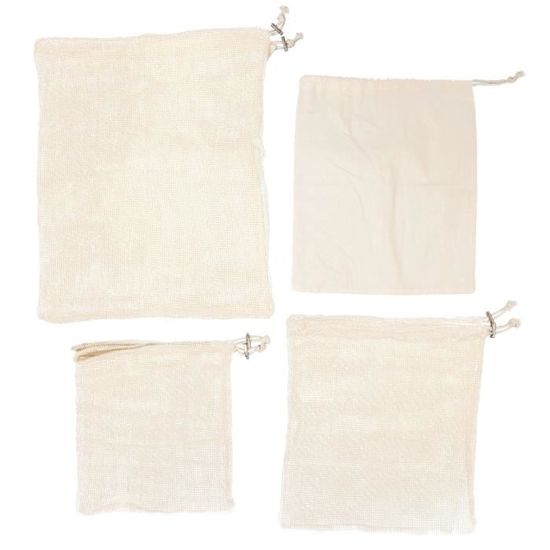 Lot 7x Sac coton reutilisable rangement stockage pochette achat course