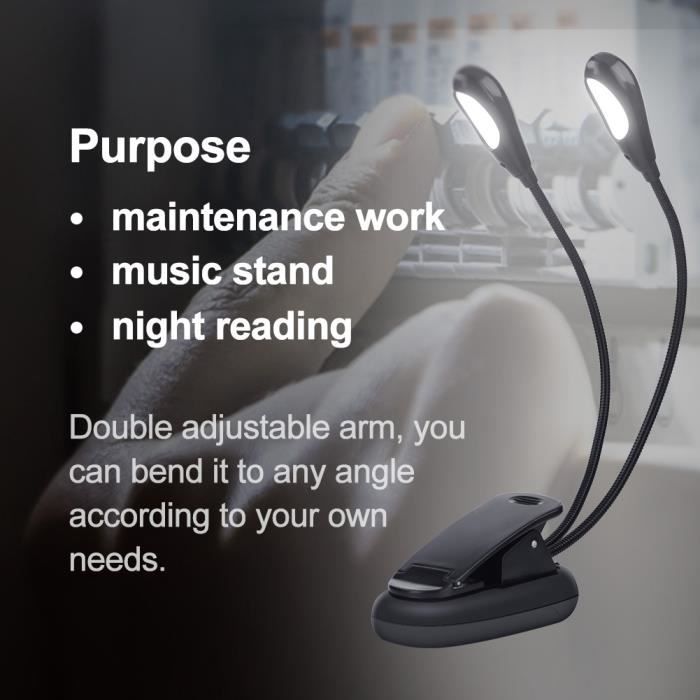 Akozon lampe à bras double Clip sur pupitre de lecture de livre Mini ...