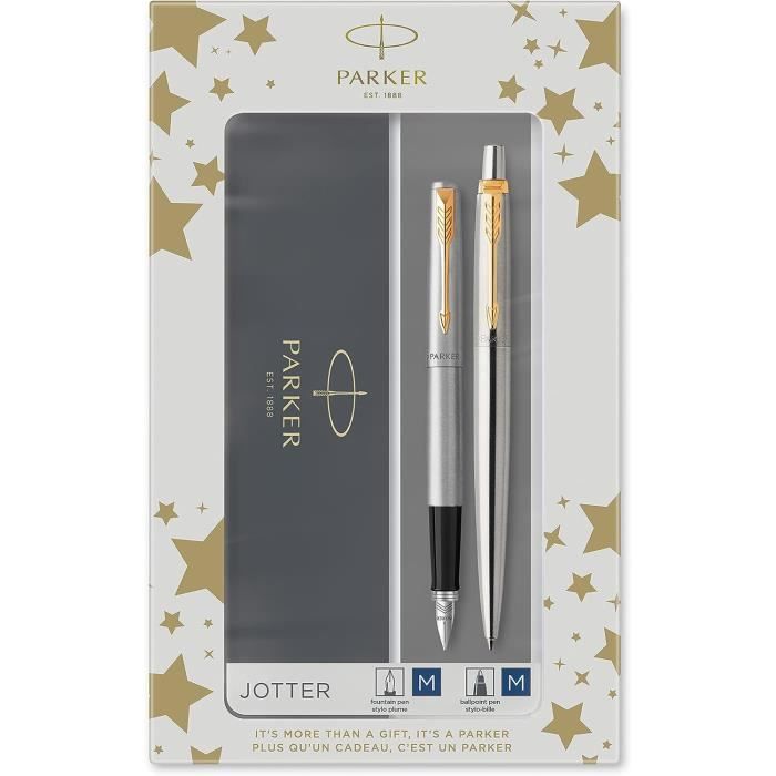 Jotter Duo Coffret-Cadeau Avec Stylo Bille Et Stylo Plume , Acier ...