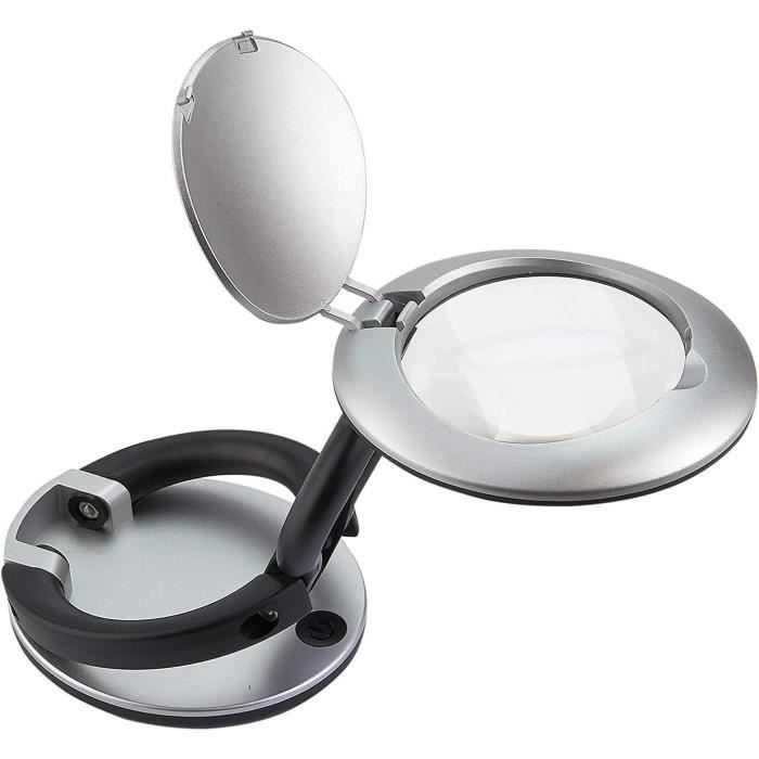Verre avec lumière Mini loupe Lumineuse LED 3X et Lampe de Table, loupe ...