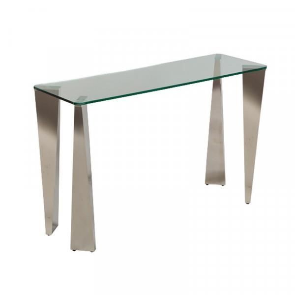 Console piétement Inox - MIMAI - Argent - Verre / Métal - L 120 x l 40 ...