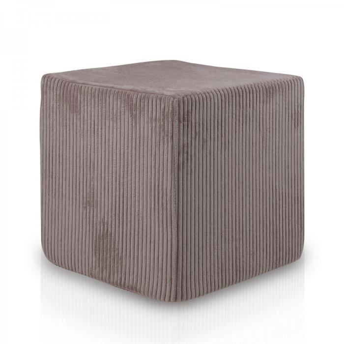 Pouf Assise Fauteuil CUBE Velours côtelé 40x40cm Marron brillant ...
