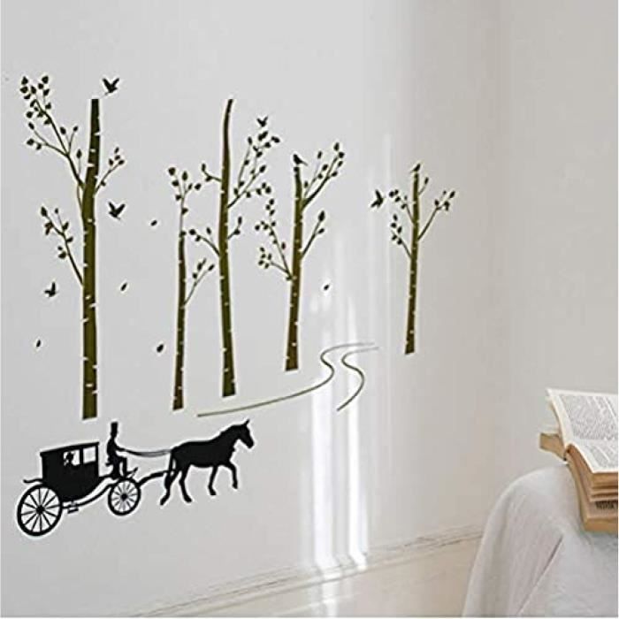 Transport dans La Forêt Murale Décor Autocollant Oiseaux Dans La Forêt ...
