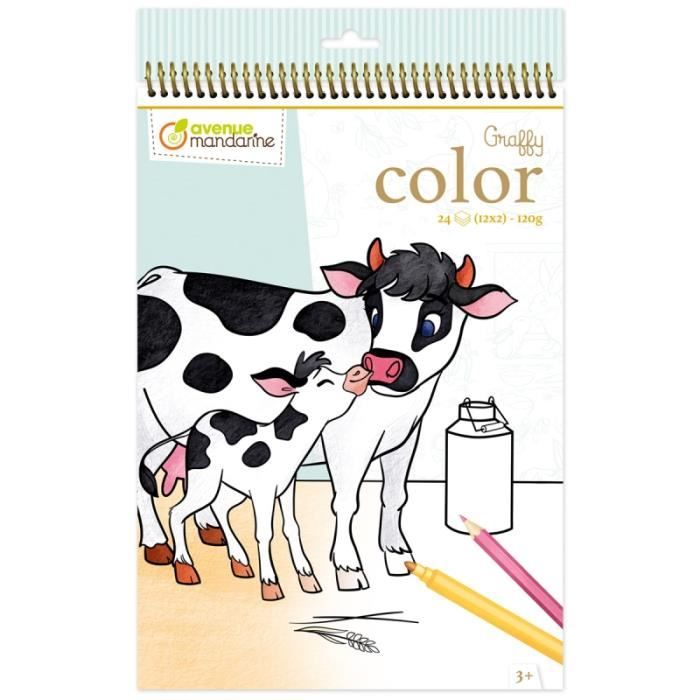 Carnet de coloriage Graffy Color - Animaux de la ferme - 24 feuilles ...