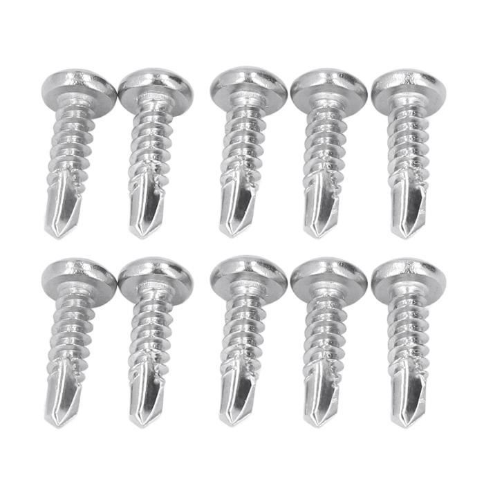 XUY-Vis autoperceuse - 200 pcs vis auto-perceuse tête ronde 410 attaches en acier inoxydable ...