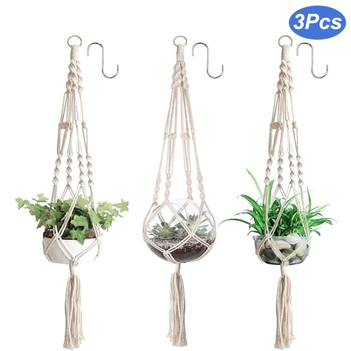3pcs Support Pots Suspendu pour Fleur Décoration Jardin Intérieur ...