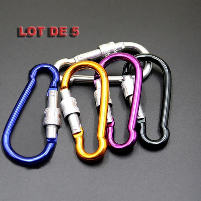 ®cBOX Pack de 5 mousquetons avec fermoir vissé en Aluminium 59x30x4mm ...