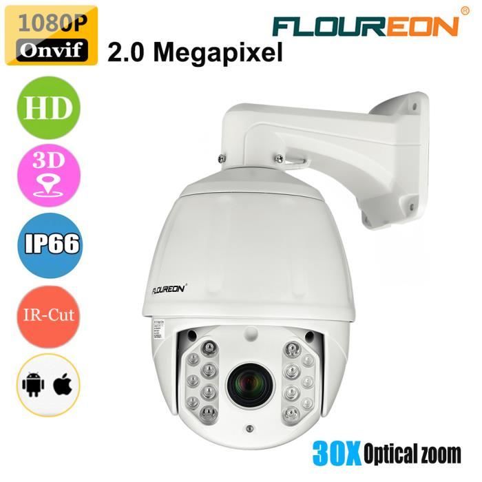 FLOUREON Caméra IP 1080P Caméra de surveillance Extérieur 30X ZOOM 4.6 ...