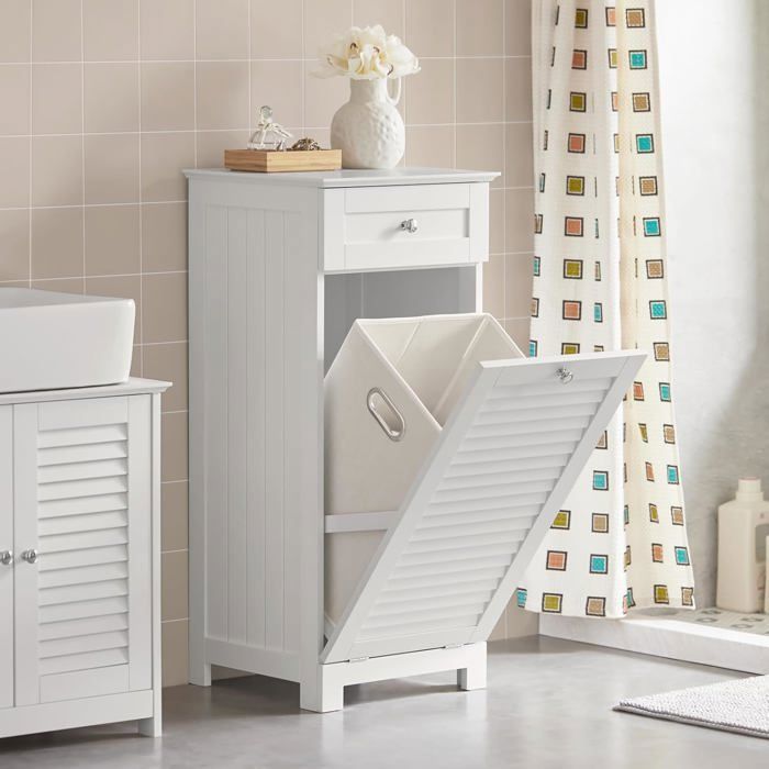 SoBuy Meuble Salle de Bain avec Panier à Linge et Tiroir Meuble Bas ...