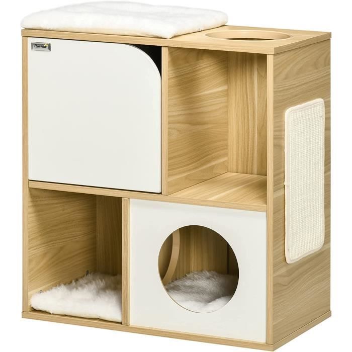 PawHut Maison pour Chat Design - Niche Chat Panier Chat - 3 Coussins ...