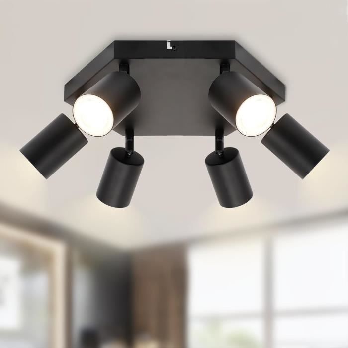 Plafonnier Led 6 Spots Orientables & Pivotants - Gu10 Spots De Plafond ...