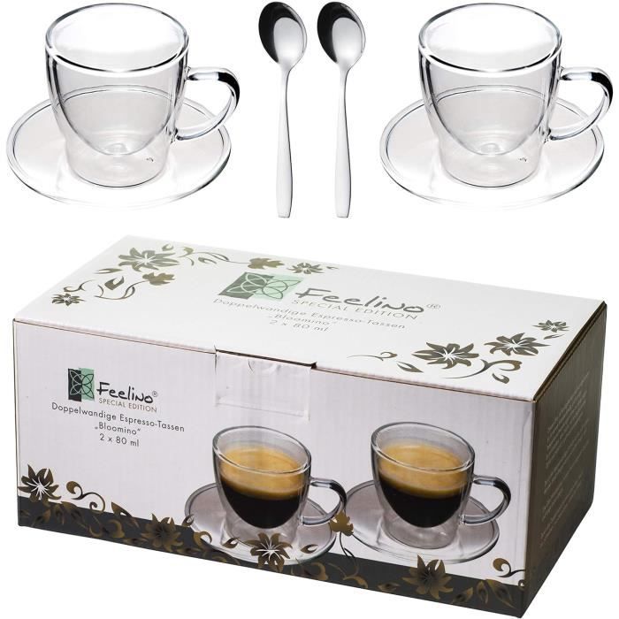 Tasse A Cafe, Lot De 2 Tasse Double Paroi, Tasses Cafe En Verre ...