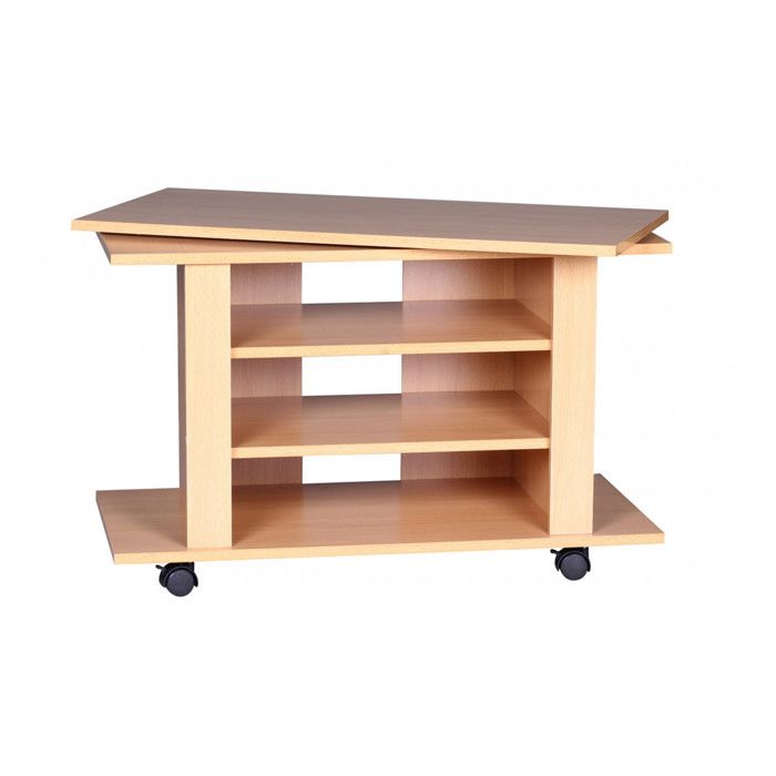 WOHNLING TV HiFi Banque Beech Meuble TV rotatif enroulable et 75 x 38 x ...