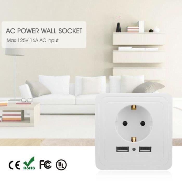 VERYNICE-2A adaptateur double port USB chargeur douille mural Prise ...