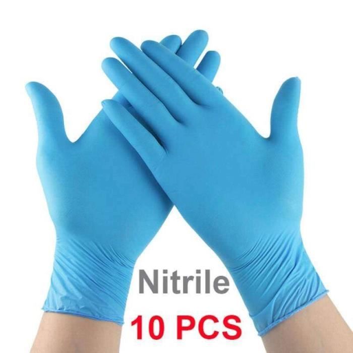 HT09897-GANT DE MENAGE.Gants jetables en Latex Nitrile. 10 pièces ...