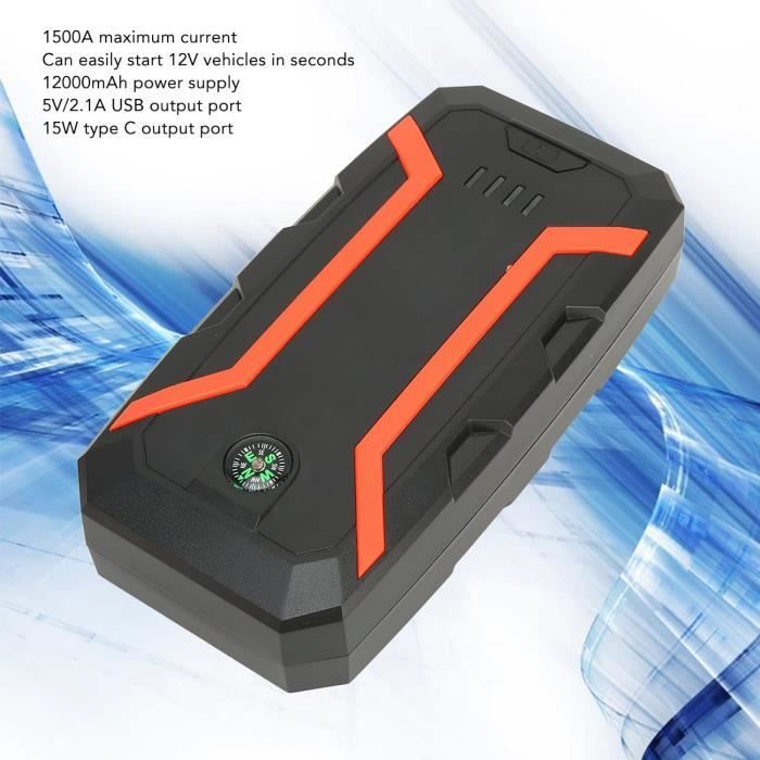 Focket Démarreur de Voiture Portable, 1500A 12000mAh 12V Batterie de ...