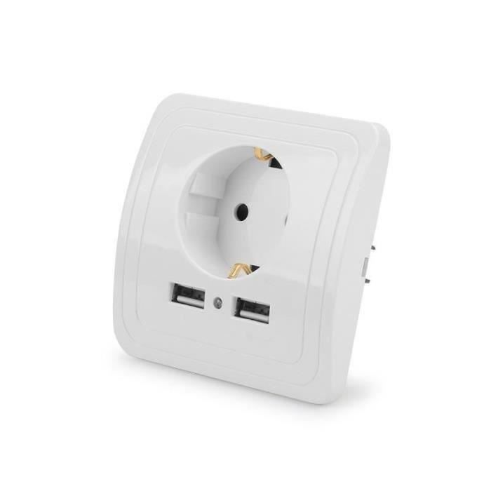 VERYNICE-2A adaptateur double port USB chargeur douille mural Prise ...