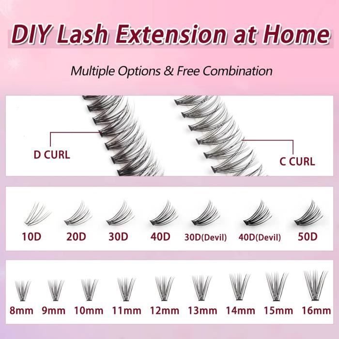 Cils Extension de Cils 240Pcs Faux Cils Individuel Naturel 9-14mm 10D ...
