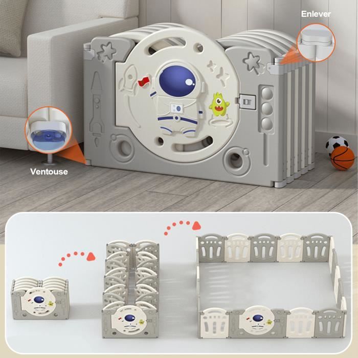 Parc Bebe Modulable MAGICFOX, avec Tapis XPE, barrières solides, 30 ...