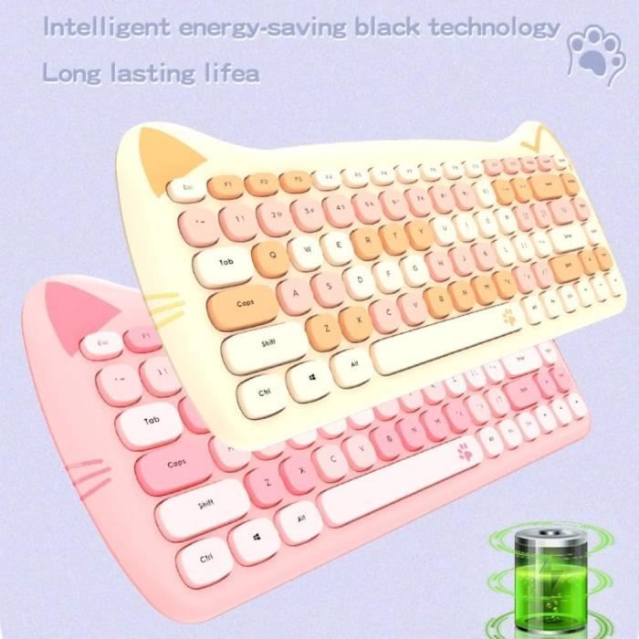 Ensemble Clavier Et Souris Gaming Sans Fil, Cute Cat Keyboard And Mouse ...