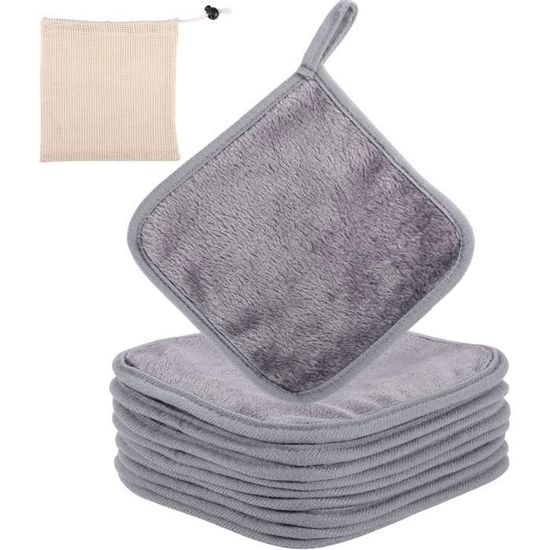 Lingette Démaquillante Lavable - 9Pcs - Microfibres - Sac de Rangement ...