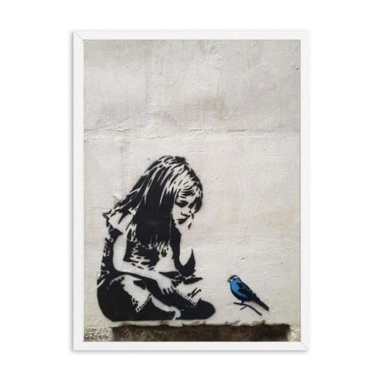 Toile Art Print Banksy Graffiti Street Art Girl Blue Bird Nordic ...