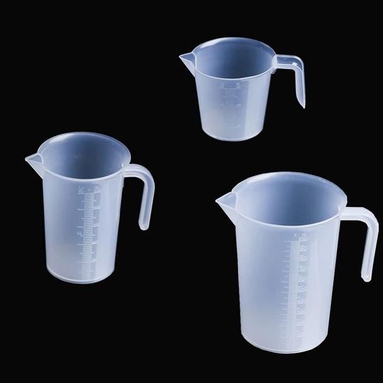 Verres Doseur Plastique 3 pièces - Ensemble Verre Doseur en Polypropylène Récipient Gradué ...