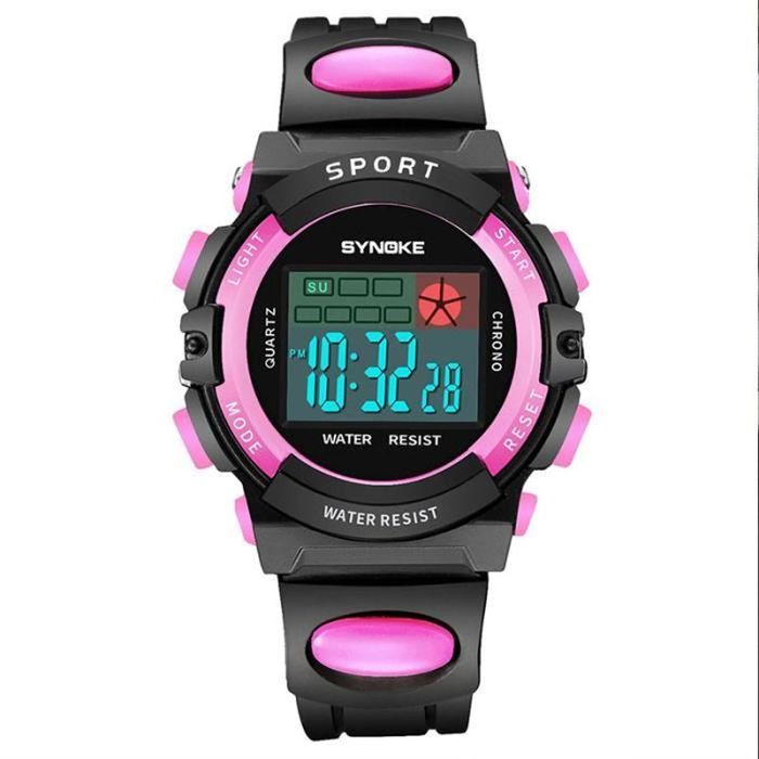 Montre enfant fille numérique sports LED multifonction calendrier ...