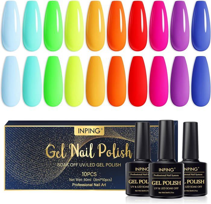 Vernis Gel UV Semi Permanent Neon,10 Couleurs D'été Gel UV LED Vernis à ...