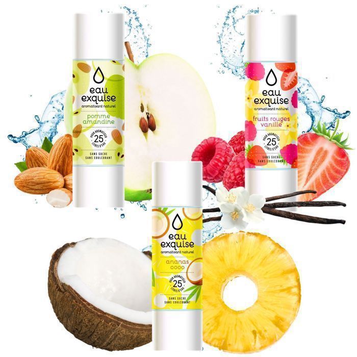 Pack EAU EXQUISE 3 Saveurs Pomme Amandine, Ananas Coco, Fruits Rouges ...