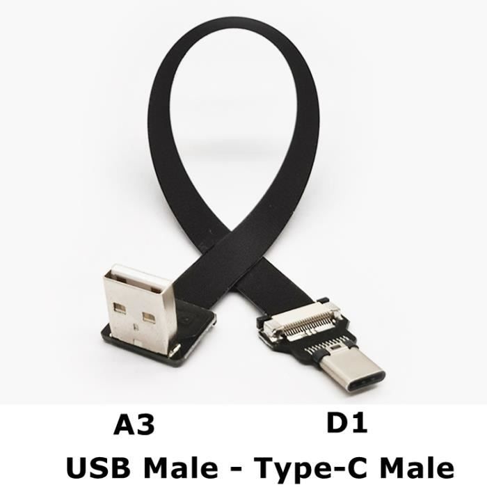 A3-D1-20 cm - 7,8 pouces câble USB type c vers prise à Angle droit ...