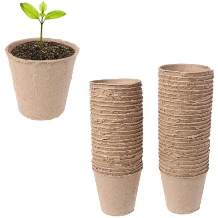 Pots de semences de Fibres biodégradables pour semis, Lot de 50 ...