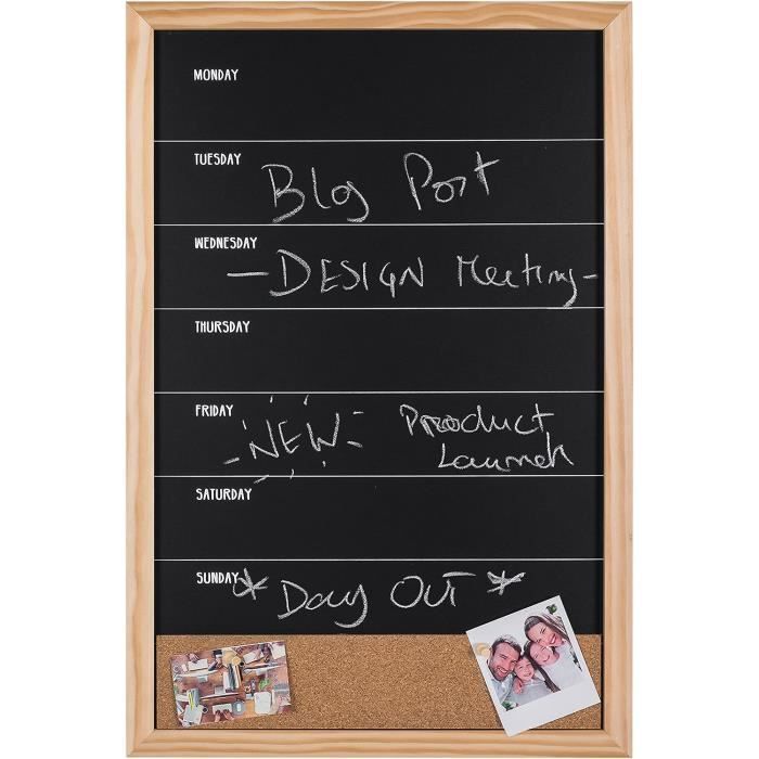 Tableau Noir Pour Craie Et Planificateur Combinés, 40 X 60 Cm, Cadre En ...