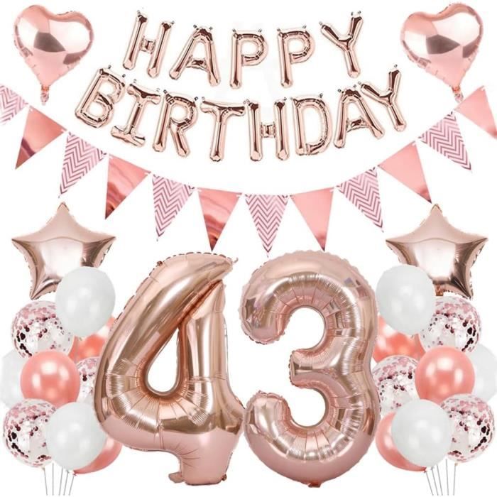 Decoration Anniversaire 43 Ans Femme, Ballons Anniversaire Femme, Or ...