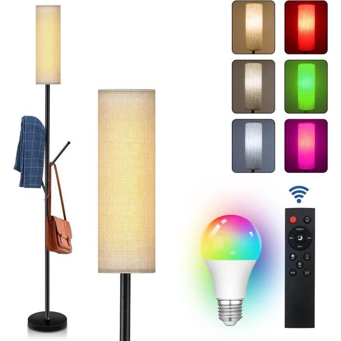 Lampadaire sur Pied Salon, Lampe avec Abat-Jour avec Porte-Manteau, 10W ...