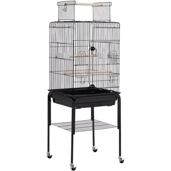 Cage à Perruches avec Support Roulant, Cage à Oiseaux sur roulettes ...