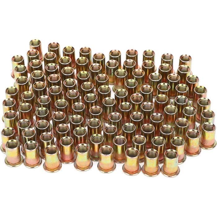 100 pièces Rivet Insert Écrou M10 En Acier Au Carbone Plaqué Zinc ...