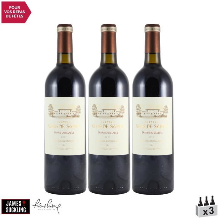 Château Clos De Sarpe Rouge 2017 - Lot de 3x75cl - Vin Rouge de Bordeaux - Appellation AOC Saint ...