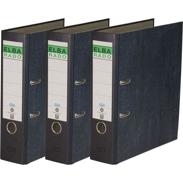 Lot de 3 classeurs à levier A4 Marbre nuageux recyclé Dos noir 8 cm ...