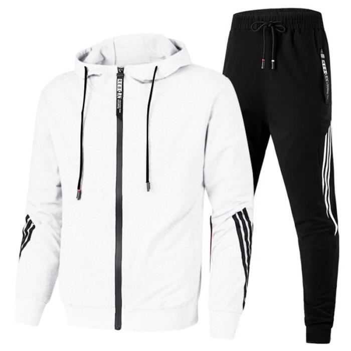 Survêtement Jogging A Capuche 2 Pièces Sport pour Homme Casual Manches ...