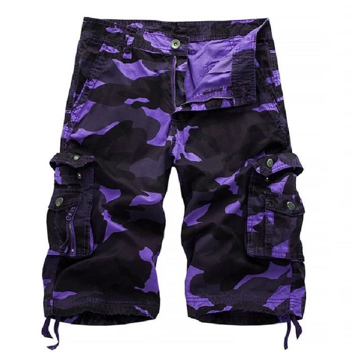Bermuda Homme 100% Coton Camouflage Short Cargo Hommes Multi-poche ...